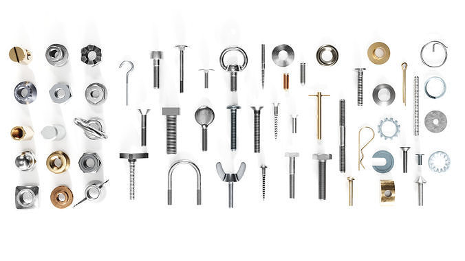 Large collection of fasteners 3D model | CGTrader