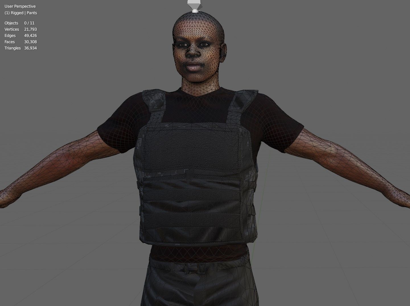 3D model Realistic Black Afro Man Character Rigged Low poly VR / AR ...