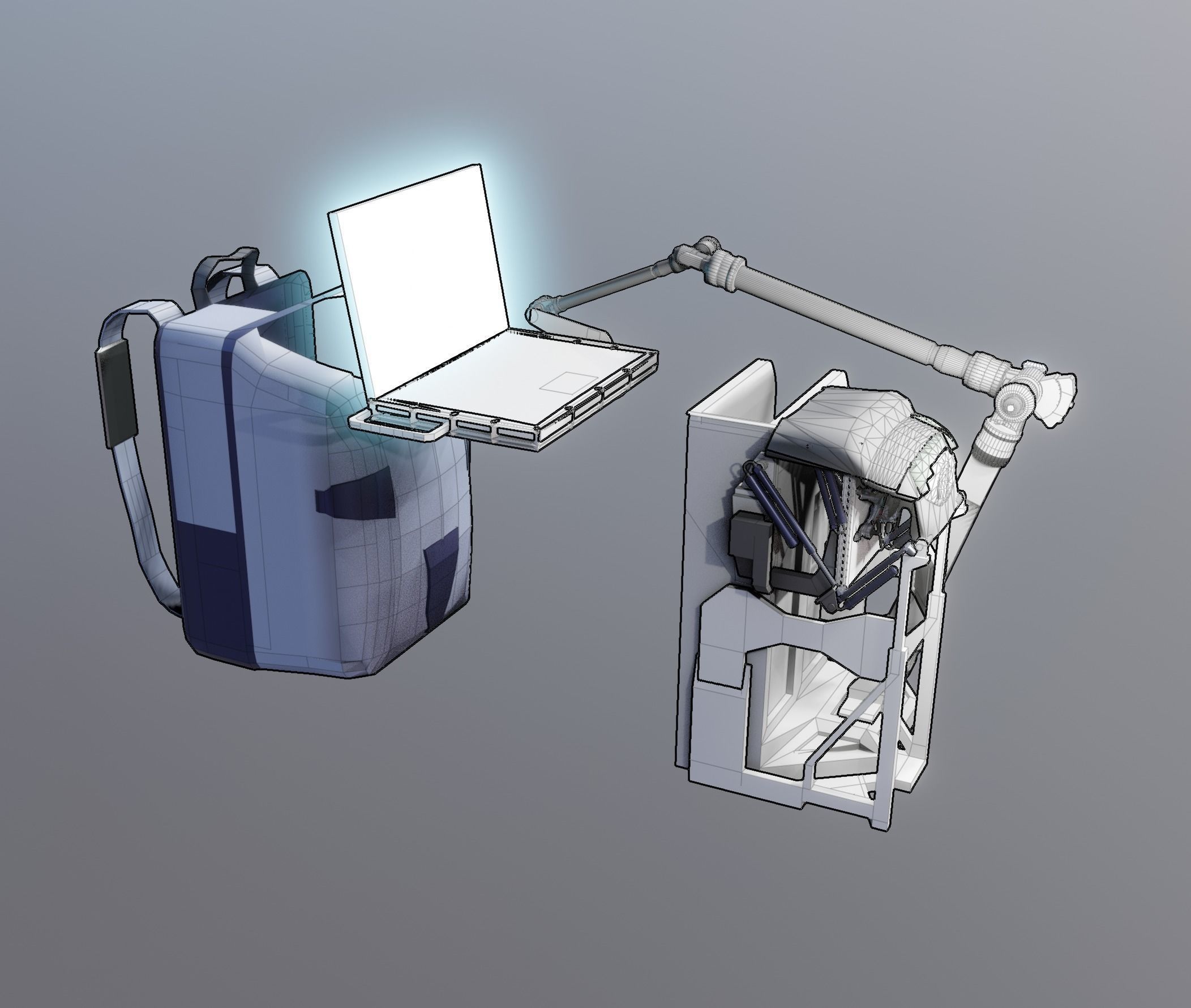 Robotic Backpack and Drone Launch Station 3D model | CGTrader