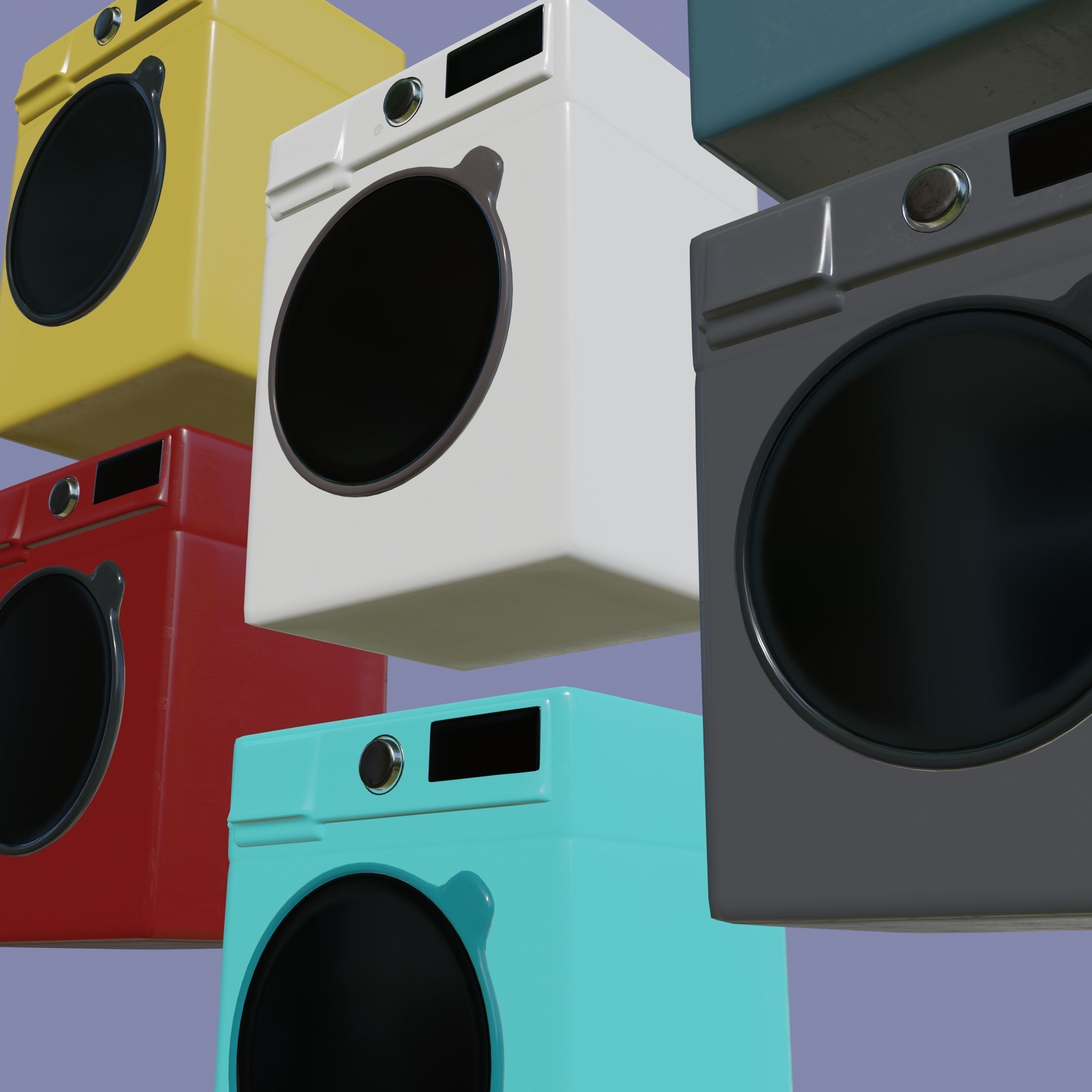 3D model SET PACK of washing machine colors interior bathroom pbr VR ...