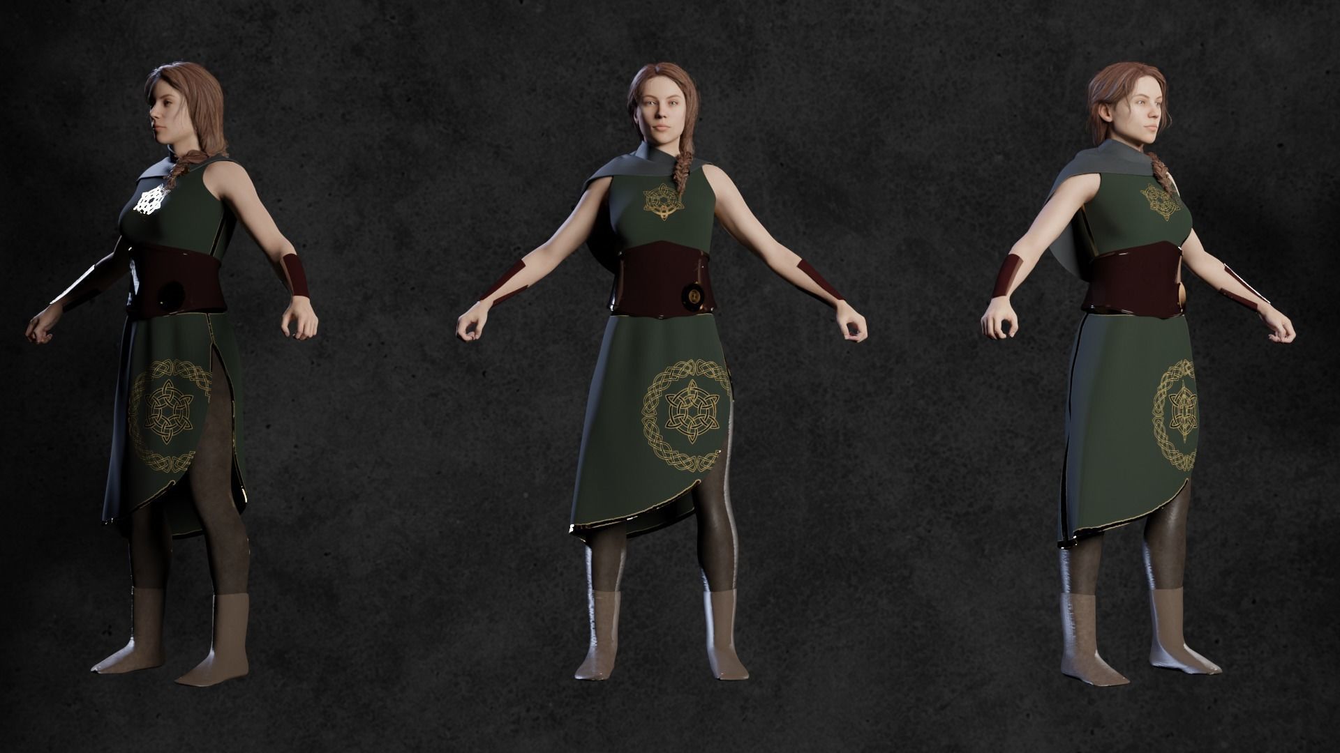 3D model CELTIC FEMALE WARRIOR VR / AR / low-poly | CGTrader