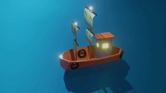 Low Poly Boat Water 3D Model 3D model | CGTrader