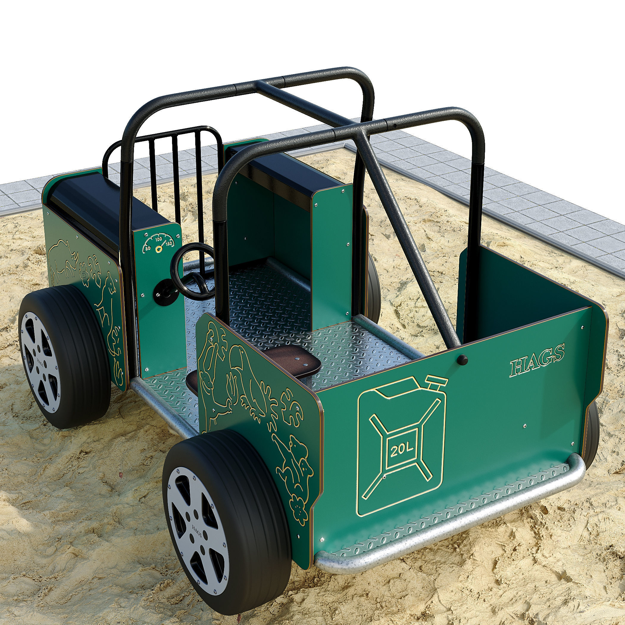 Spring swing for a playground Willy Jeep HAGS 3D model | CGTrader