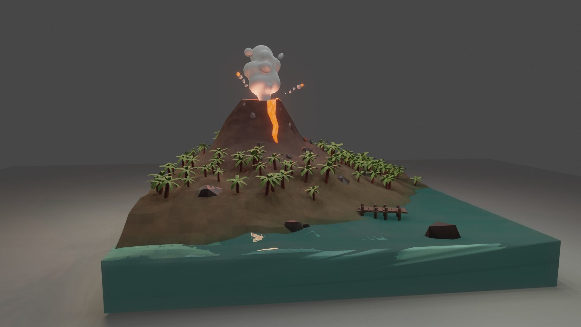 Volcanic Island free VR / AR / low-poly 3D model | CGTrader