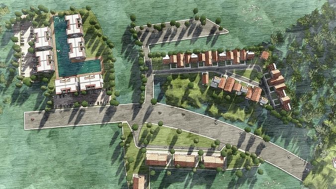 Housing Society Development Design along beach 3D model | CGTrader