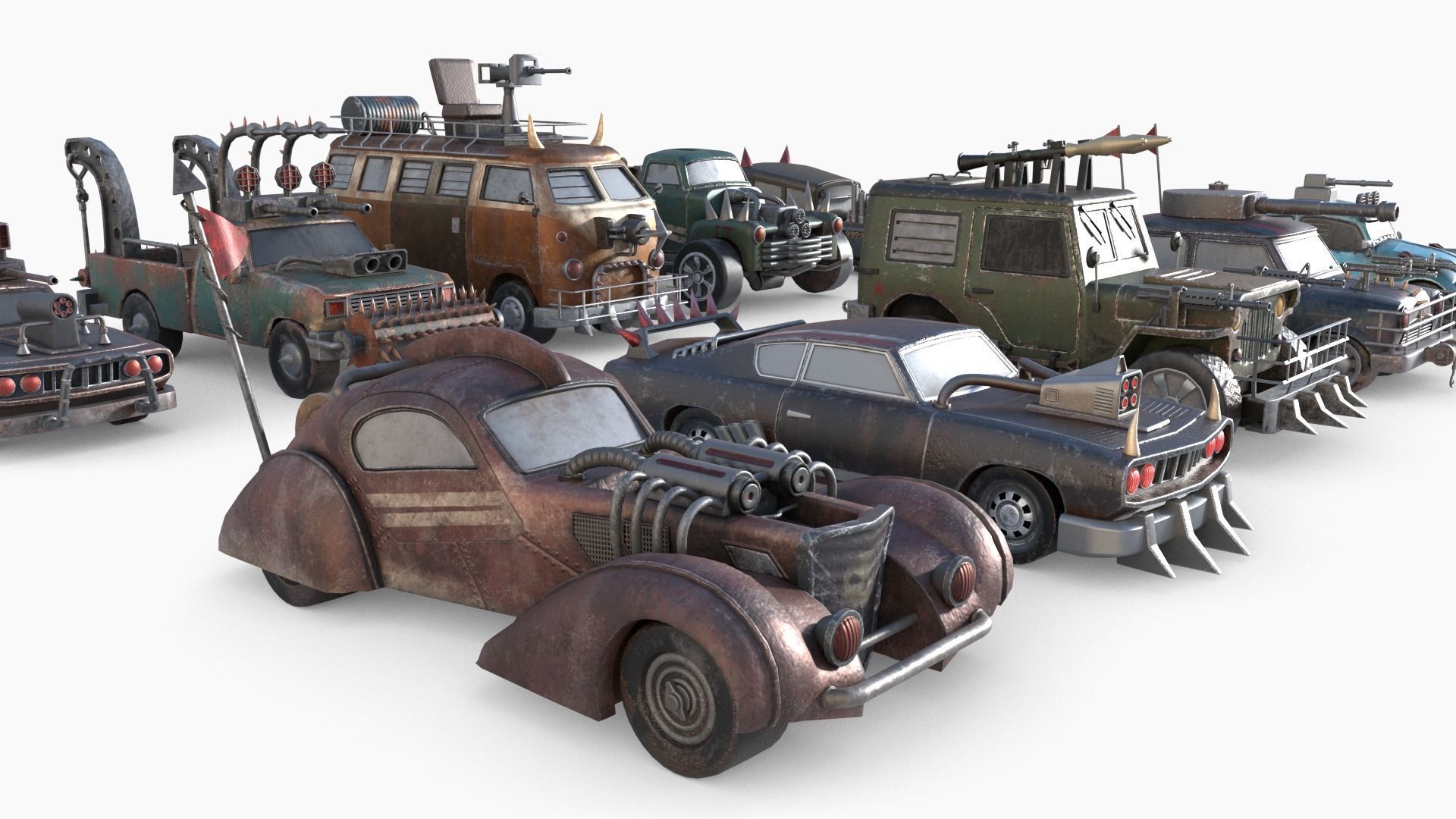 3D model Lowpoly Post Apocalyptic Car Sets VR / AR / low-poly | CGTrader