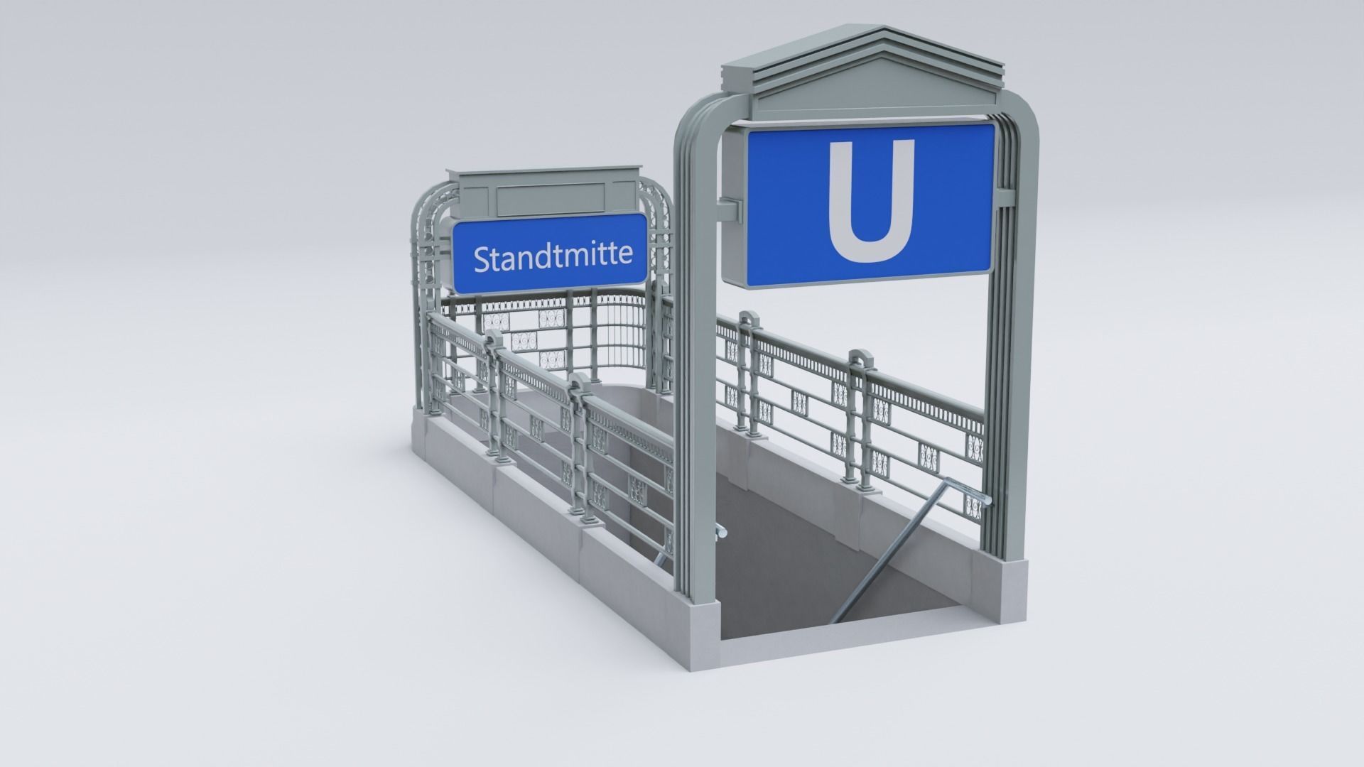 German Berlin Bus Stop Sign street elements pack 3D model | CGTrader