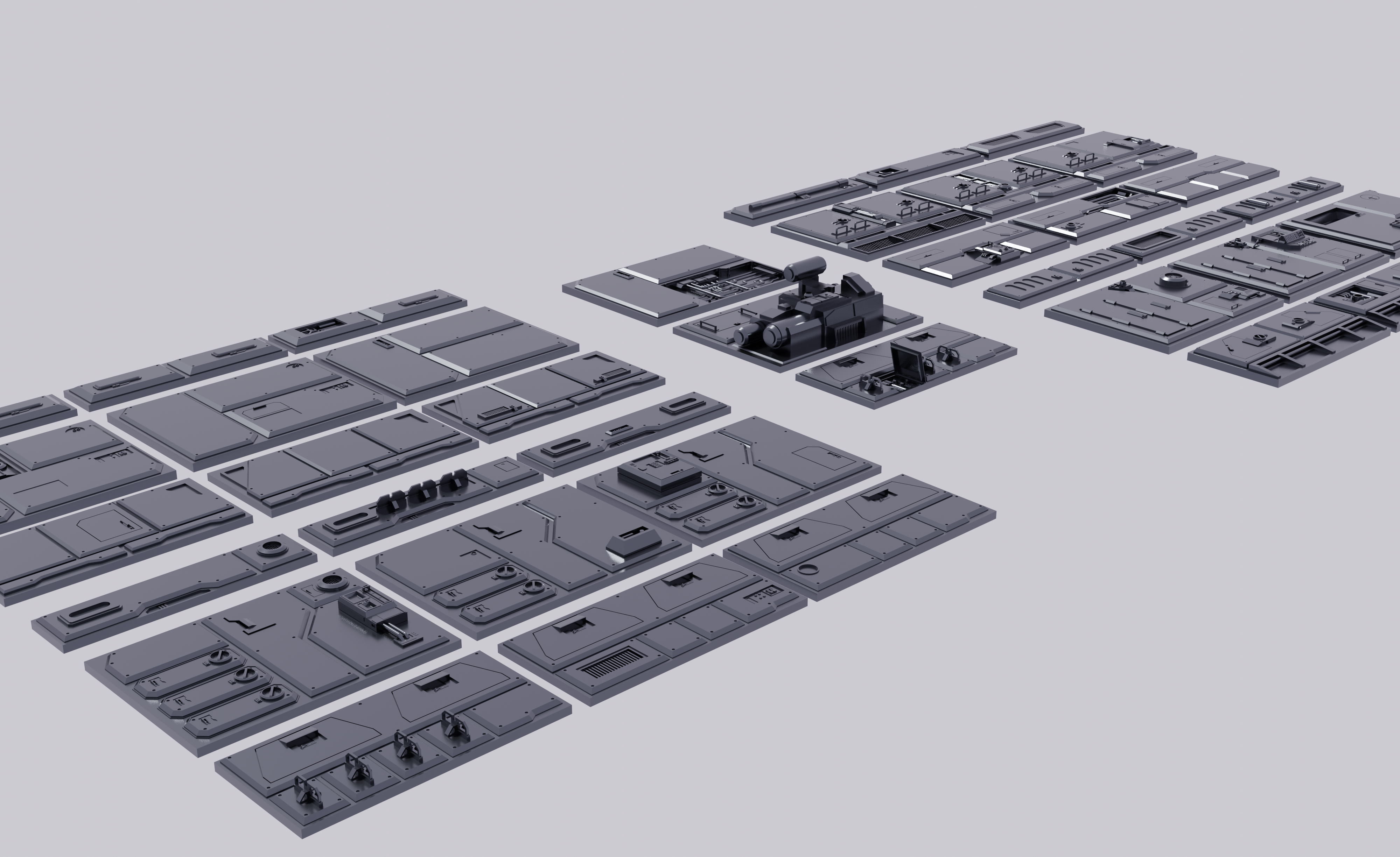 39 Sci-Fi Wall Panels with Emissive Materials - Kitbash 3D model | CGTrader
