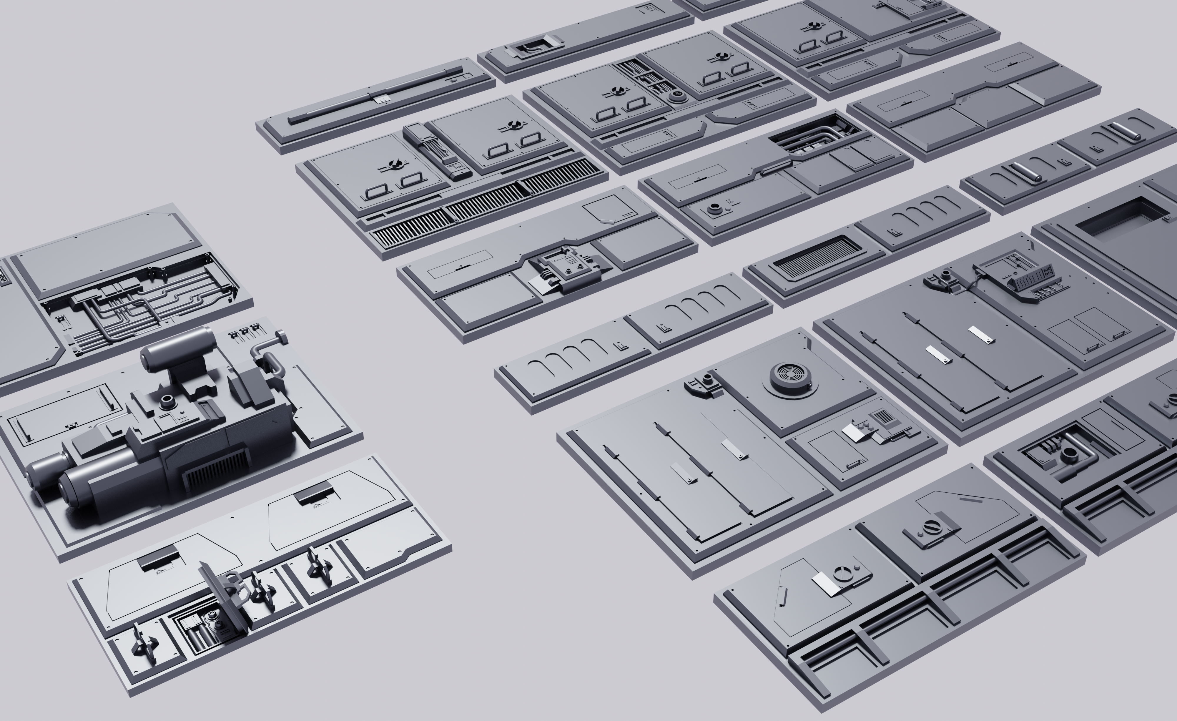 39 Sci-Fi Wall Panels with Emissive Materials - Kitbash 3D model | CGTrader