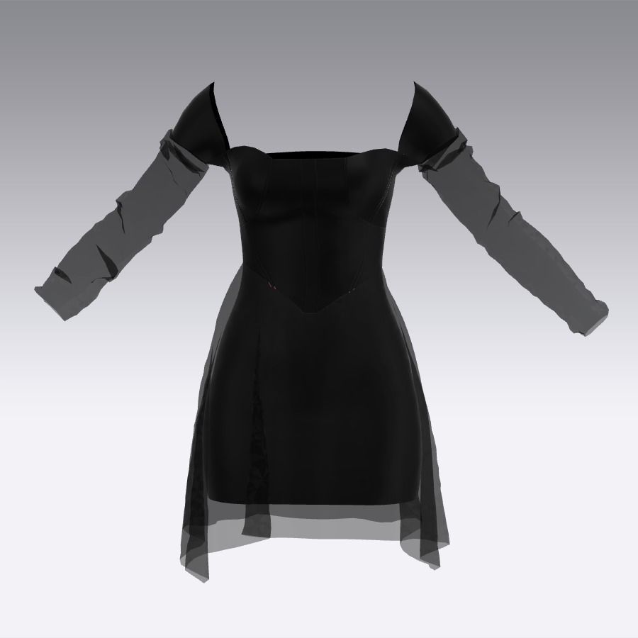 DRESS BLACK TRANSPARENT LOOK MODERN 3D model | CGTrader