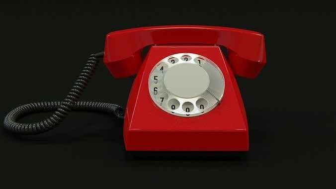 Old retro red russian soviet style analog VEF TA-68 telephone 3D model ...