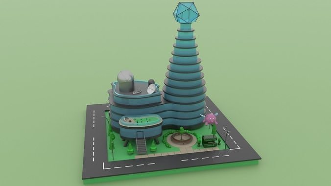 Low poly futuristic city model and animation free 3D model animated ...