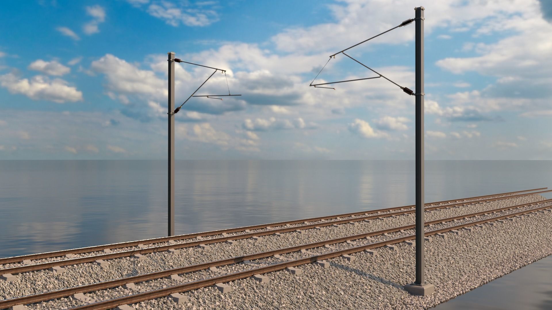 Railroad Catenary Poles Push Pull 2 Sets 3D model | CGTrader