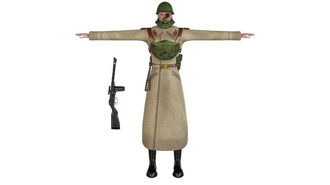 3D model Infantry of the USSR with PPSH 2060 VR / AR / low-poly | CGTrader