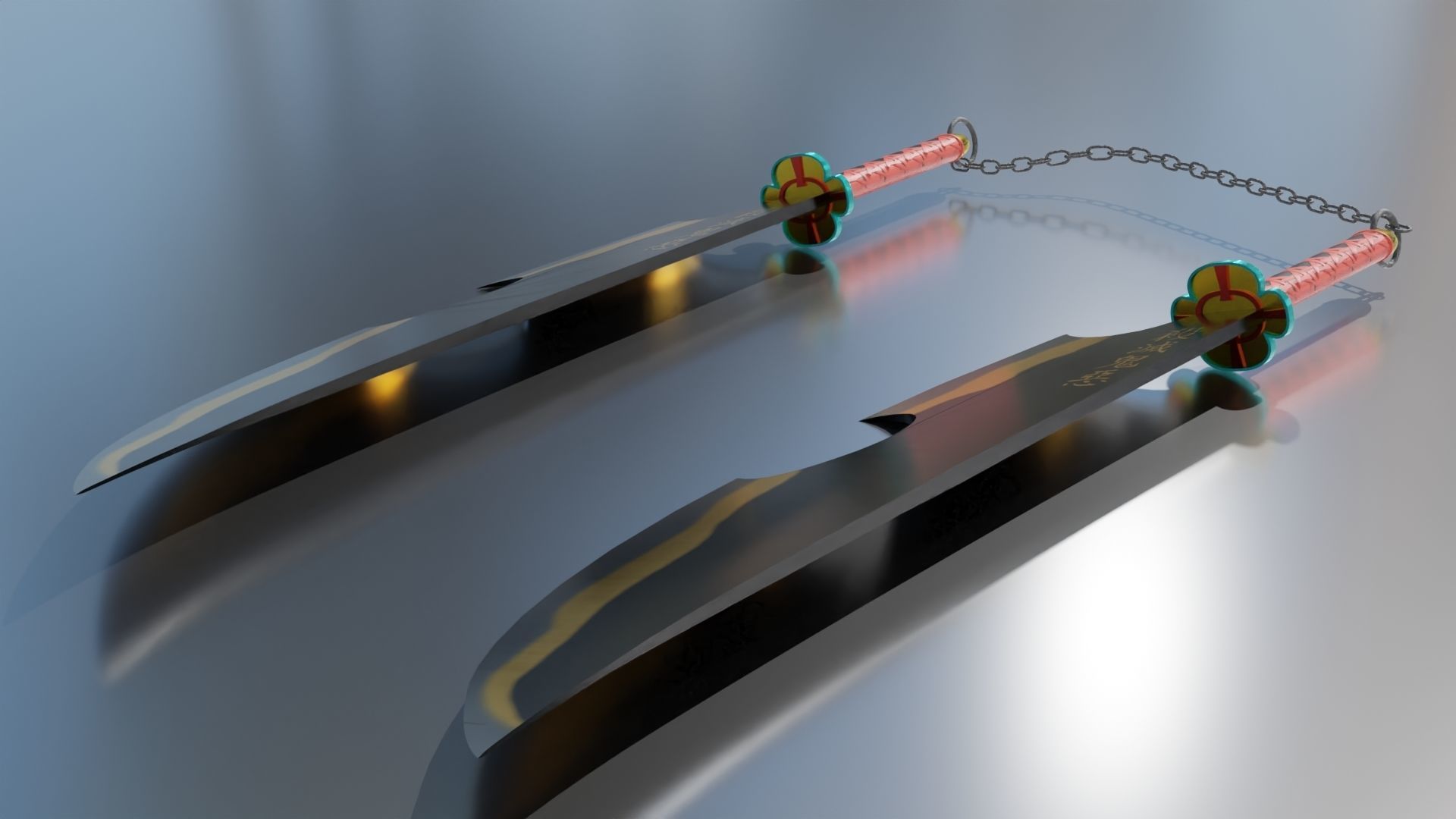 Tengen Uzui Dual Nichirin Blades Demon Slayer 3D model | CGTrader