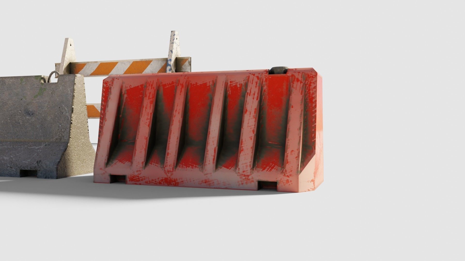 3D model realistic traffic barriers with 8k pbr textures VR / AR / low ...