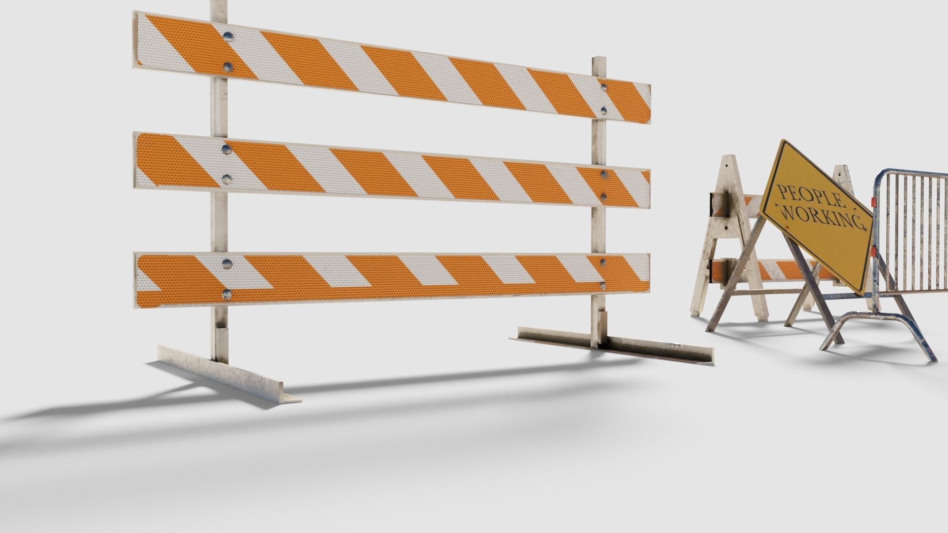 3D model realistic traffic barriers with 8k pbr textures VR / AR / low ...