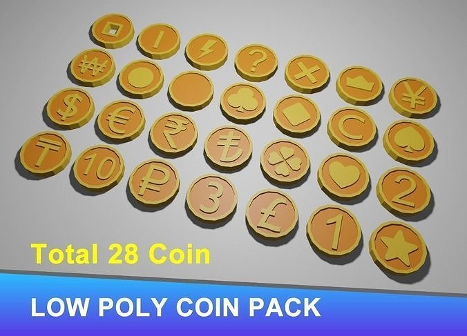 Low poly Coin Pack free VR / AR / low-poly 3D model | CGTrader