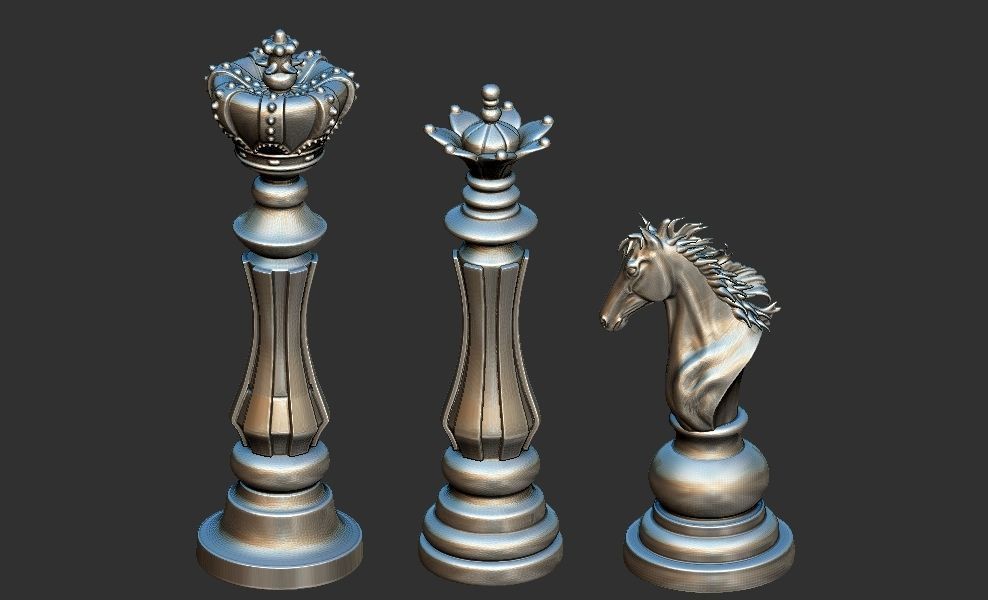 Chess king queen knight 3D model 3D printable | CGTrader