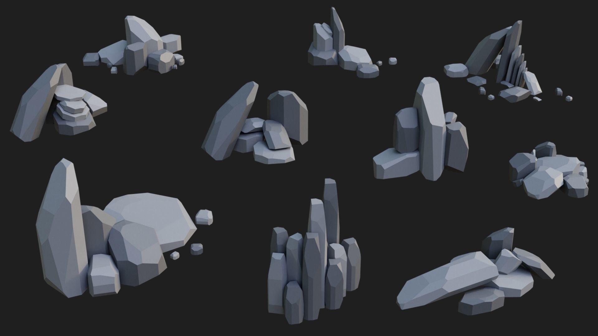 3D model Low Poly Rocks and Stones Big Pack VR / AR / low-poly | CGTrader