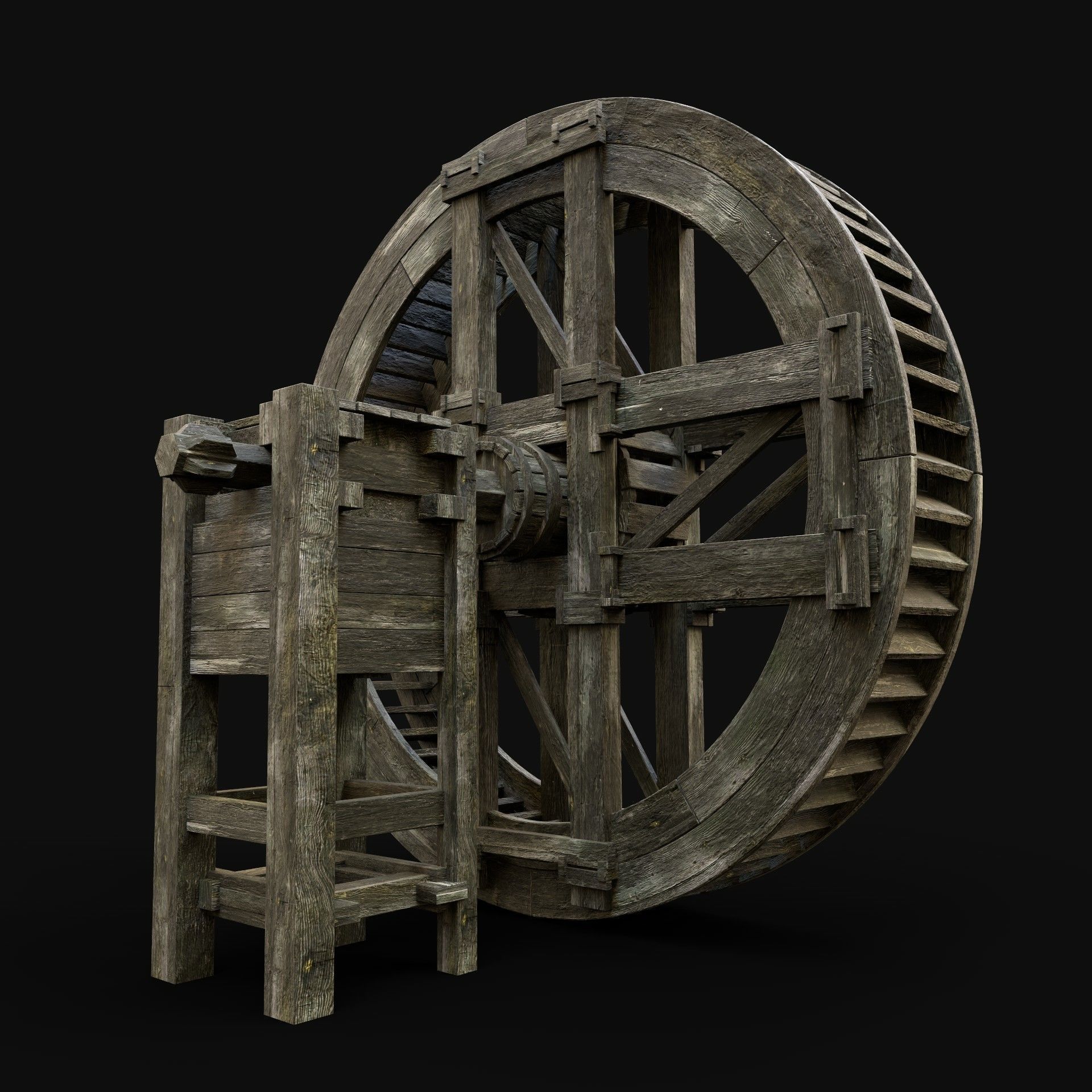 3D model WATERMILL WHEEL FARM MILL WOODEN CONSTRUCTION NEXT GEN AAA VR ...