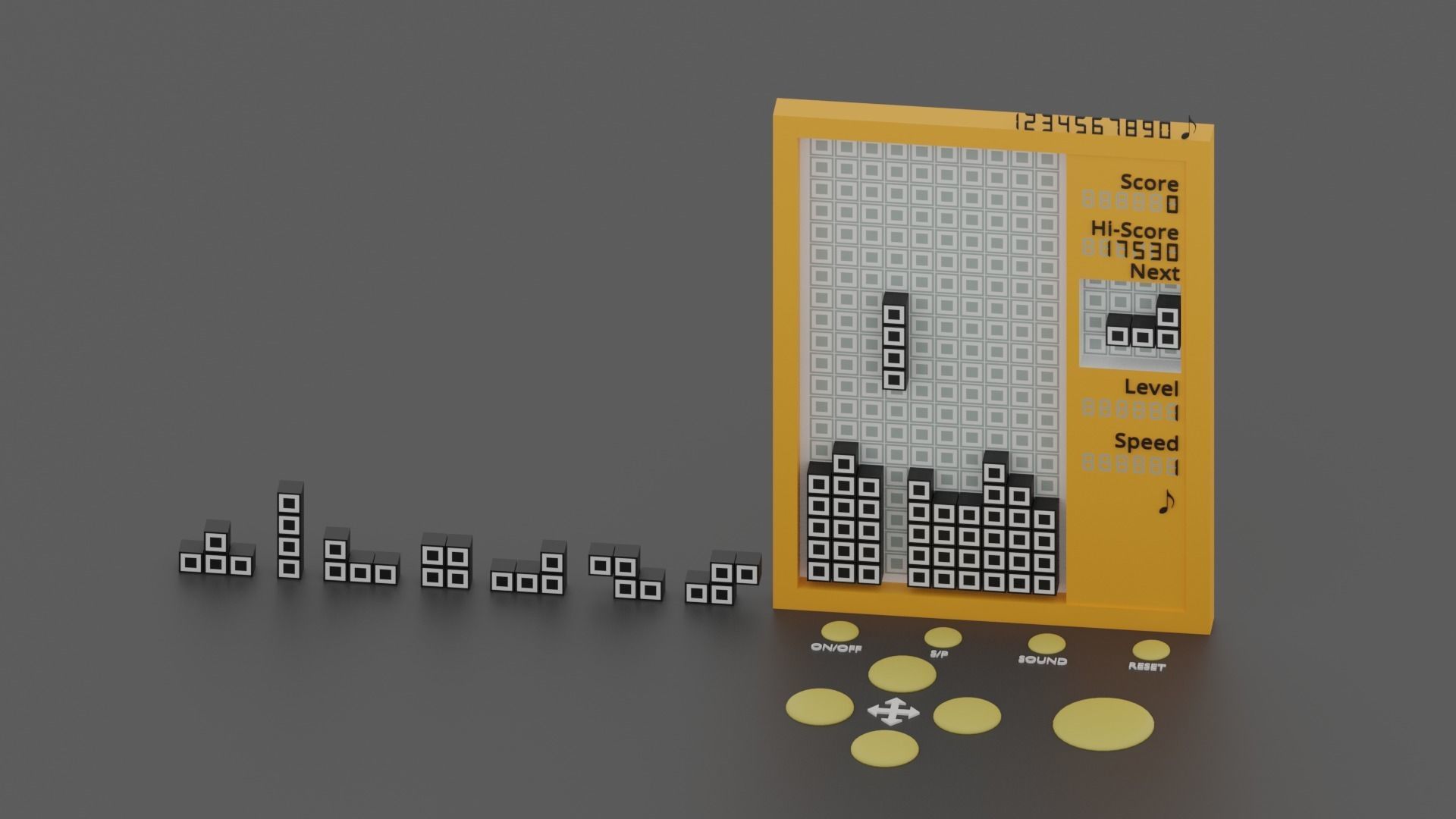 3D model Cartoon Classic Tetris Bricks Scene VR / AR / low-poly | CGTrader