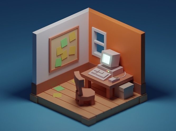 Low Poly Office 3D model | CGTrader