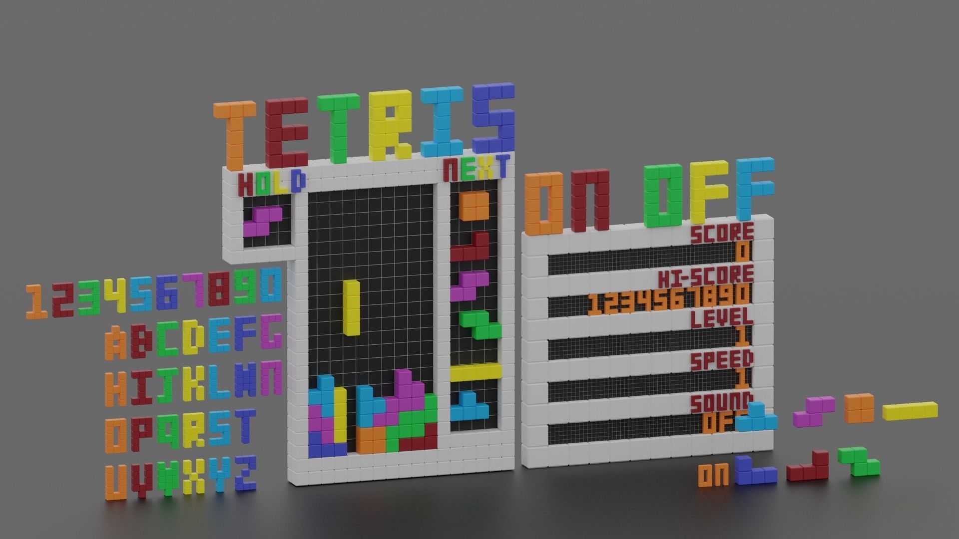 Cartoon Tetris Bricks Scene 3D model | CGTrader