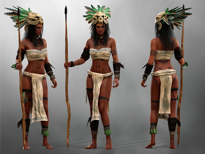 3D model Aztec Girl VR / AR / low-poly rigged | CGTrader