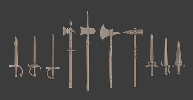 100Plus European Renaissance Weapons Complete 3D model 3D printable ...