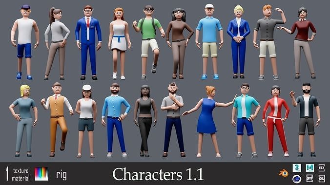 3D model Cartoon characters 1 01 VR / AR / low-poly | CGTrader