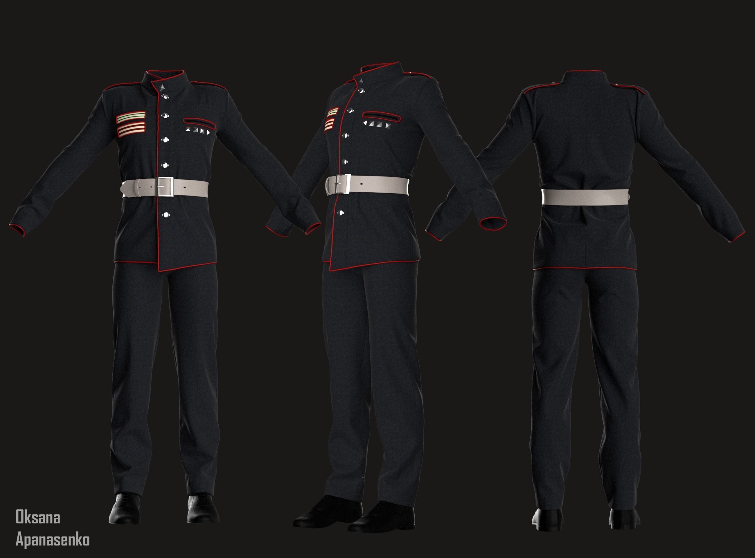 Male military uniform 3D model | CGTrader