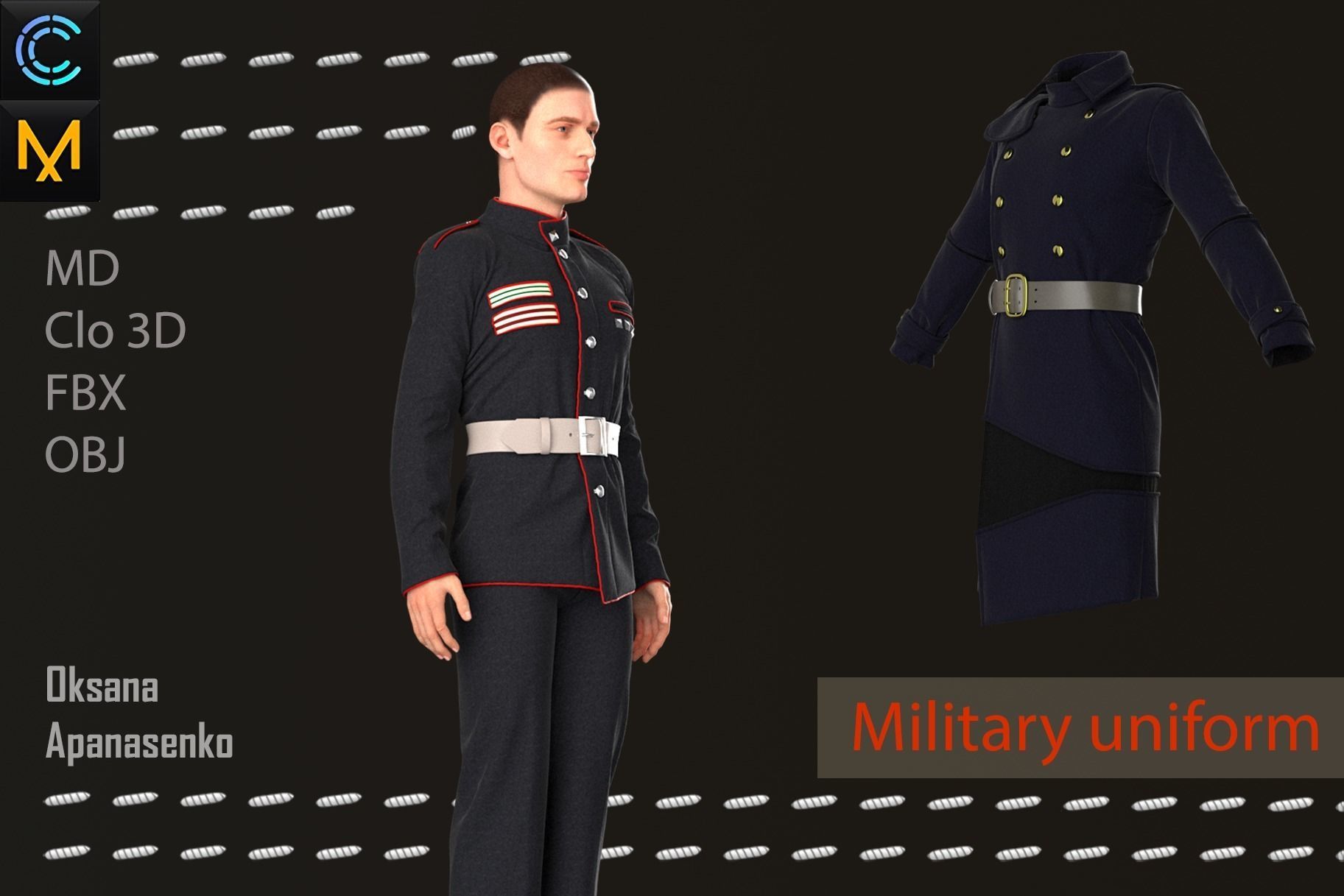 Male military uniform 3D model | CGTrader