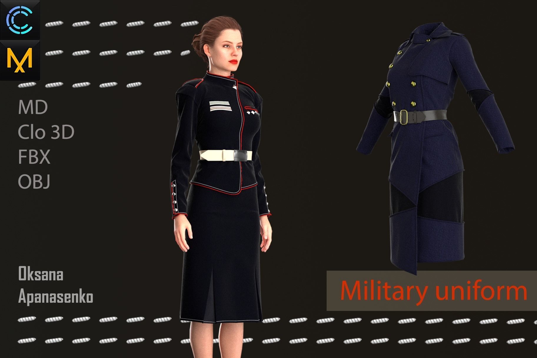 Female military uniform 3D model | CGTrader