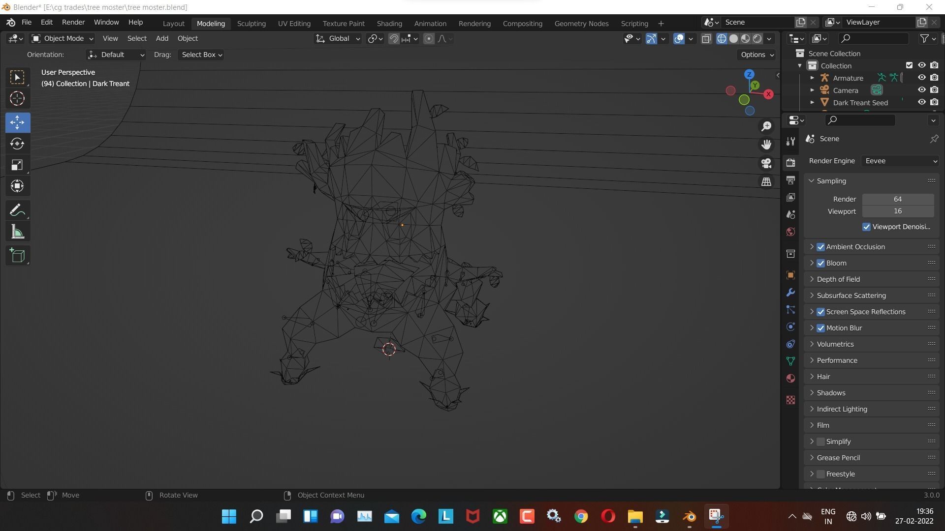 3D model Tree monster low poly model render in blender VR / AR / low ...