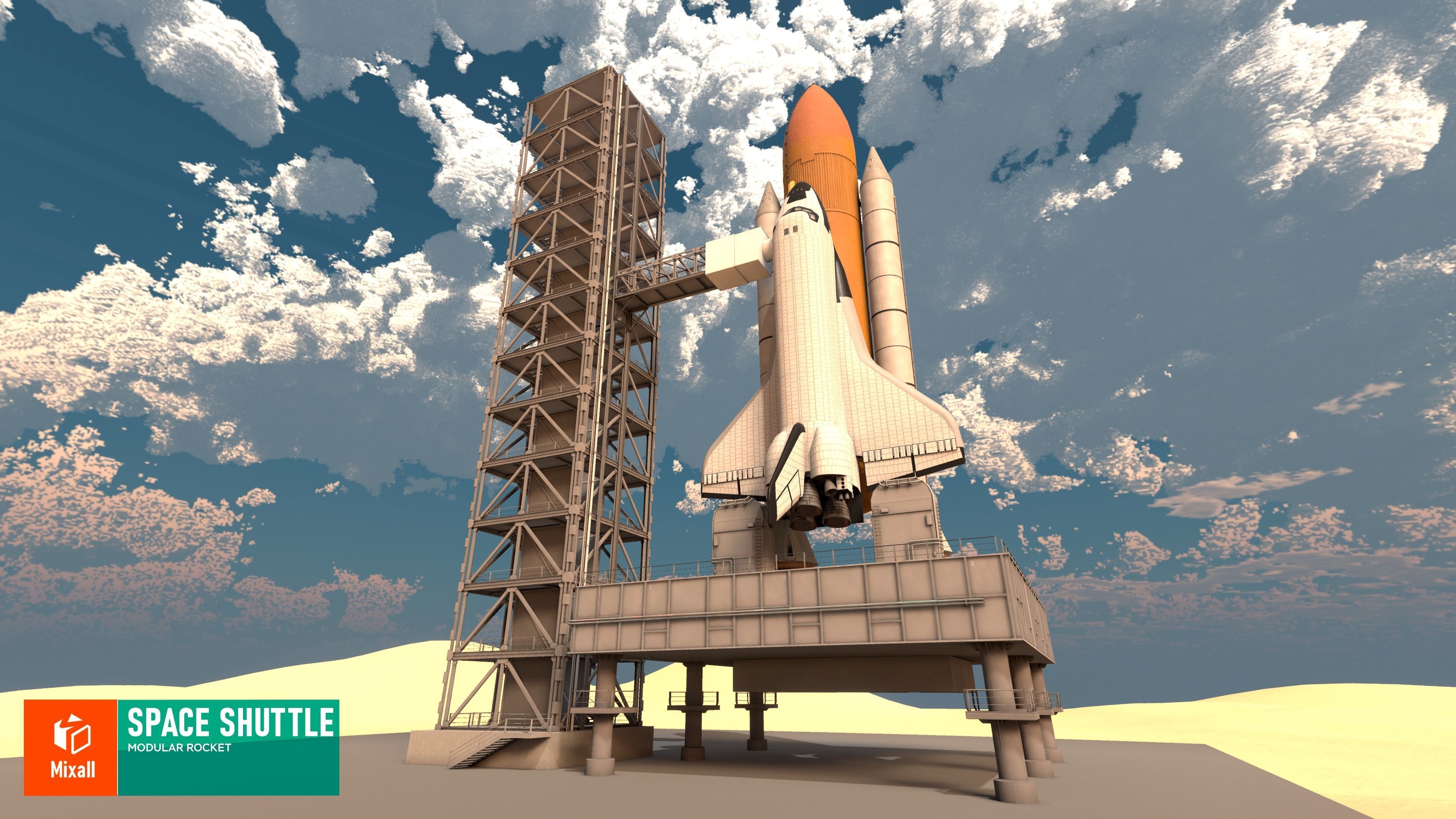Space shuttle - modular rocket 3D model | CGTrader