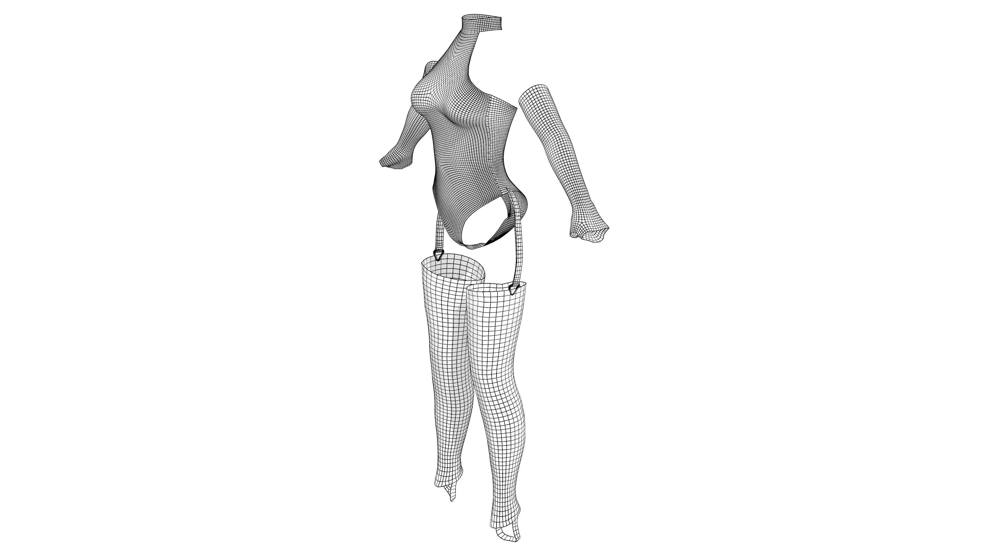 3d Model Red Latex Corset Set Vr Ar Low Poly Cgtrader