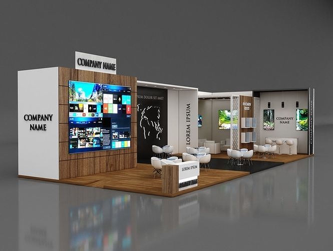 Booth Exhibition Stand Stall 8x18m Height 450 cm 2 Side Open 3D model ...