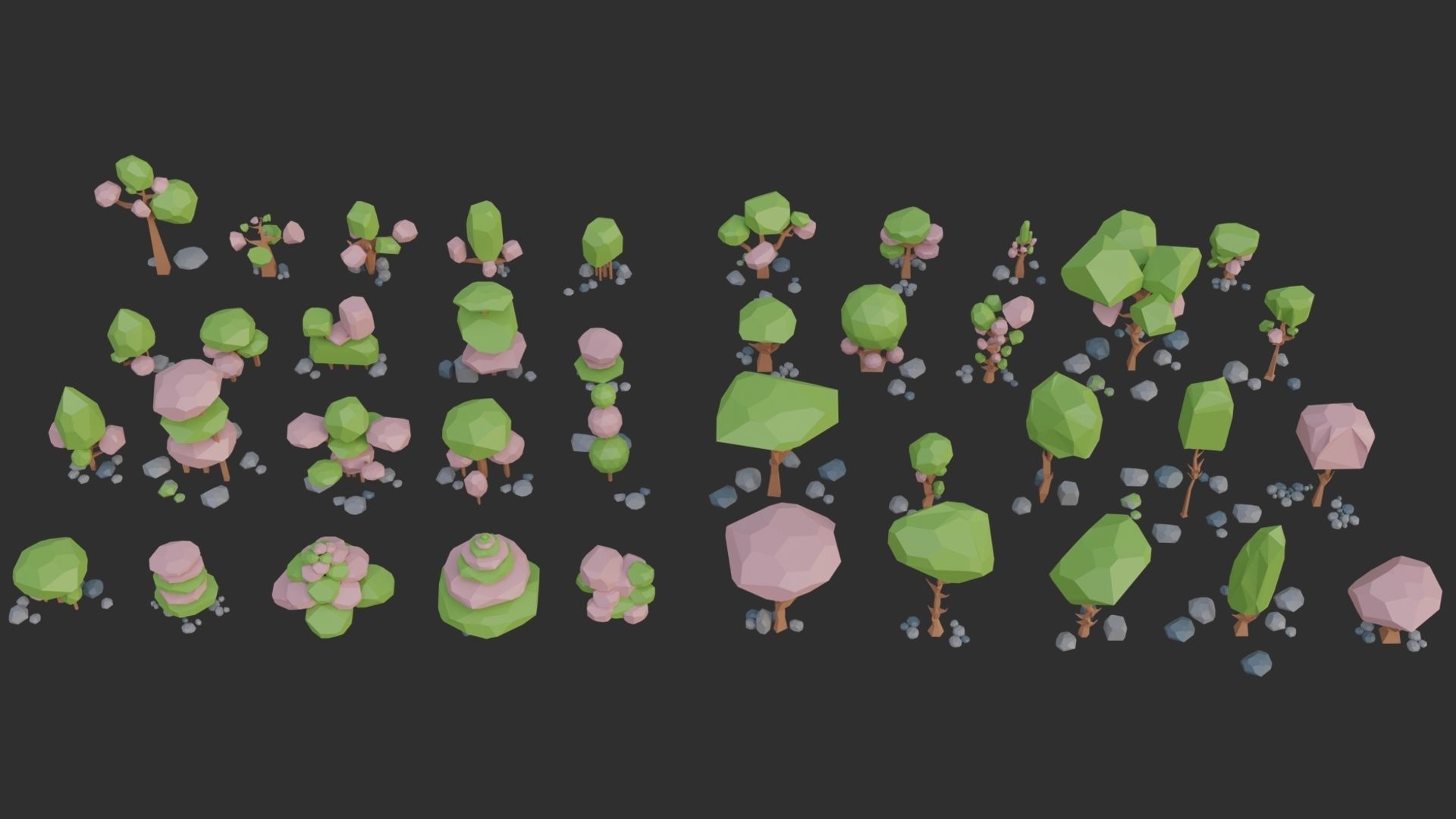 3D model Low Poly Trees 4 seasons pack VR / AR / low-poly | CGTrader