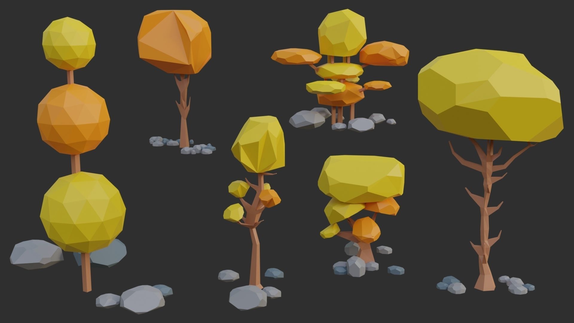 3D model Low Poly Trees 4 seasons pack VR / AR / low-poly | CGTrader