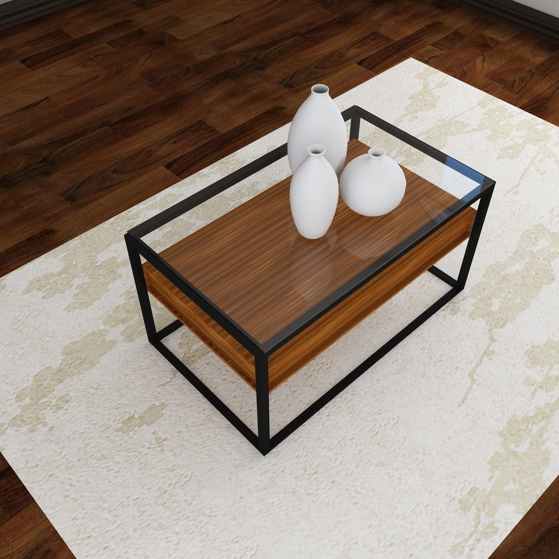wood and iron coffe table 3D model | CGTrader