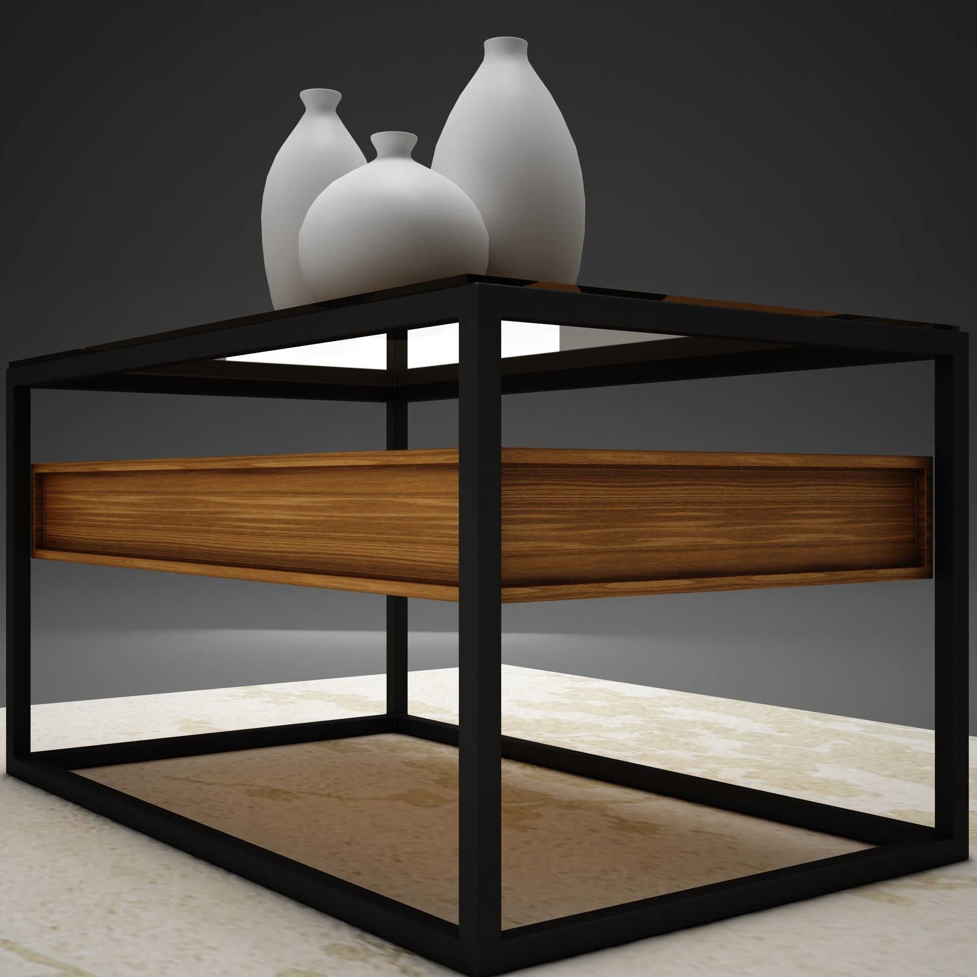 wood and iron coffe table 3D model | CGTrader