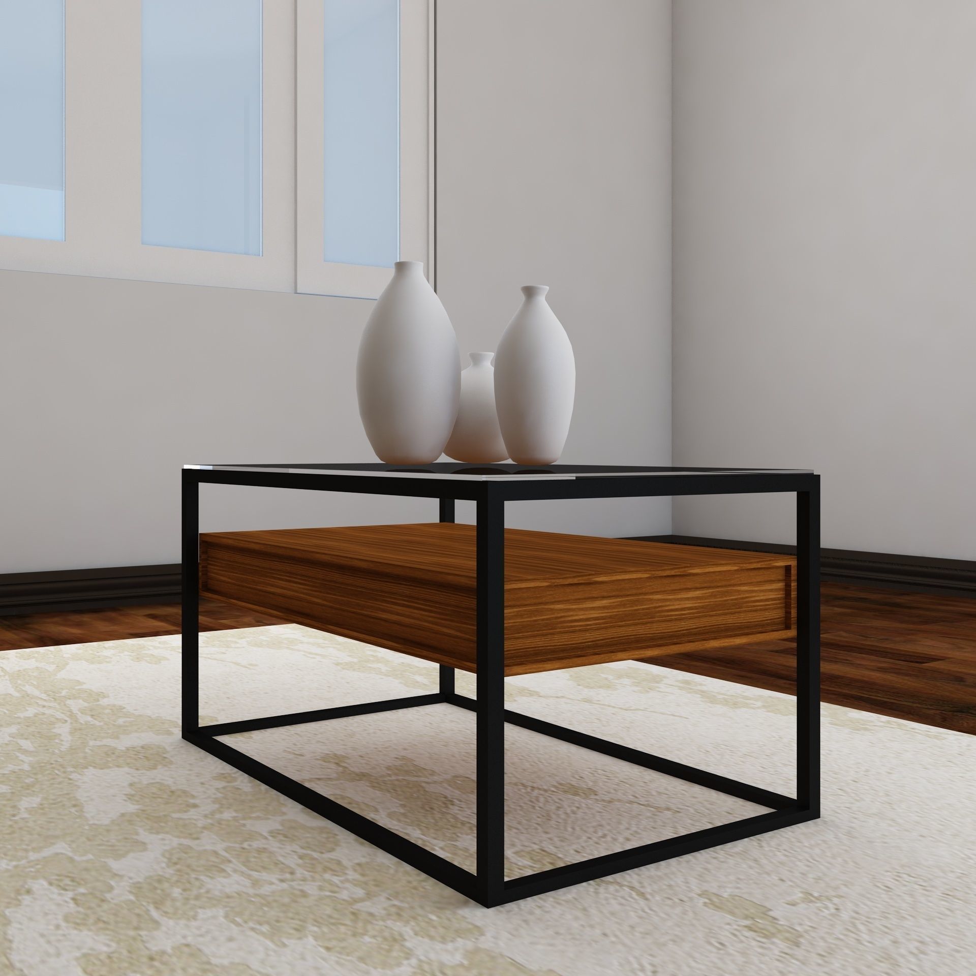 wood and iron coffe table 3D model | CGTrader