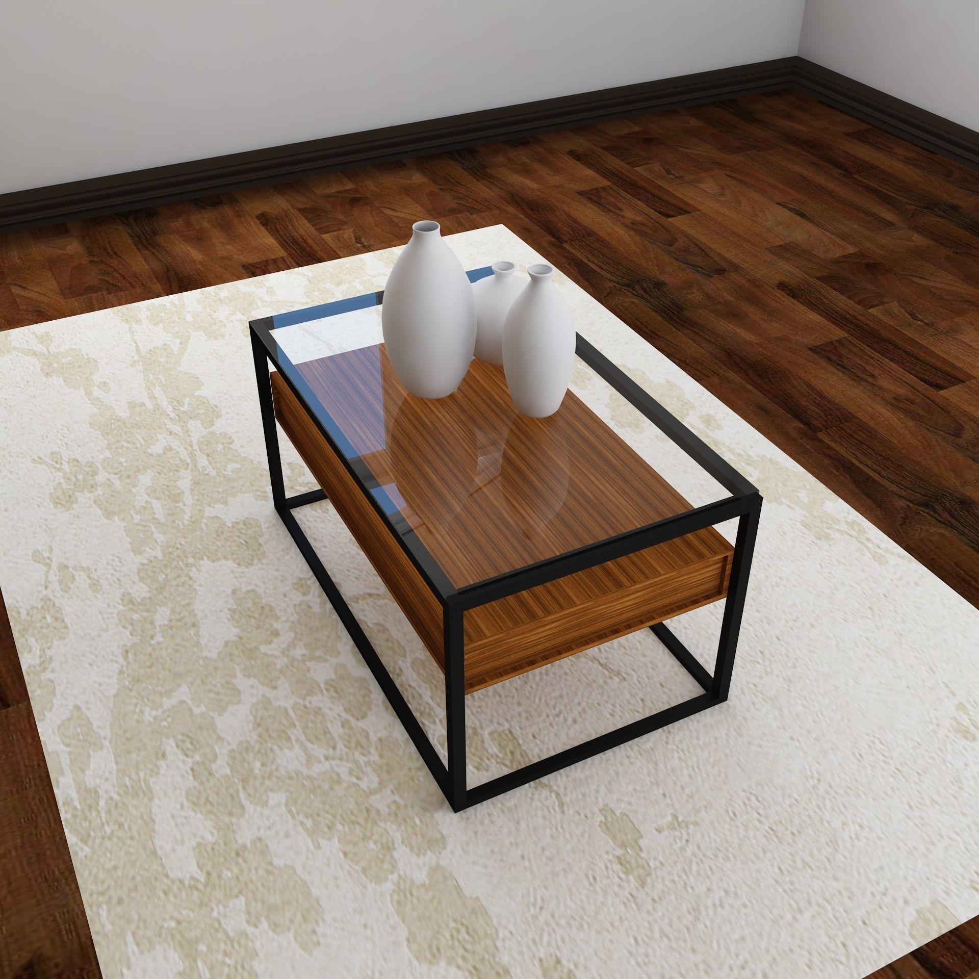 wood and iron coffe table 3D model | CGTrader