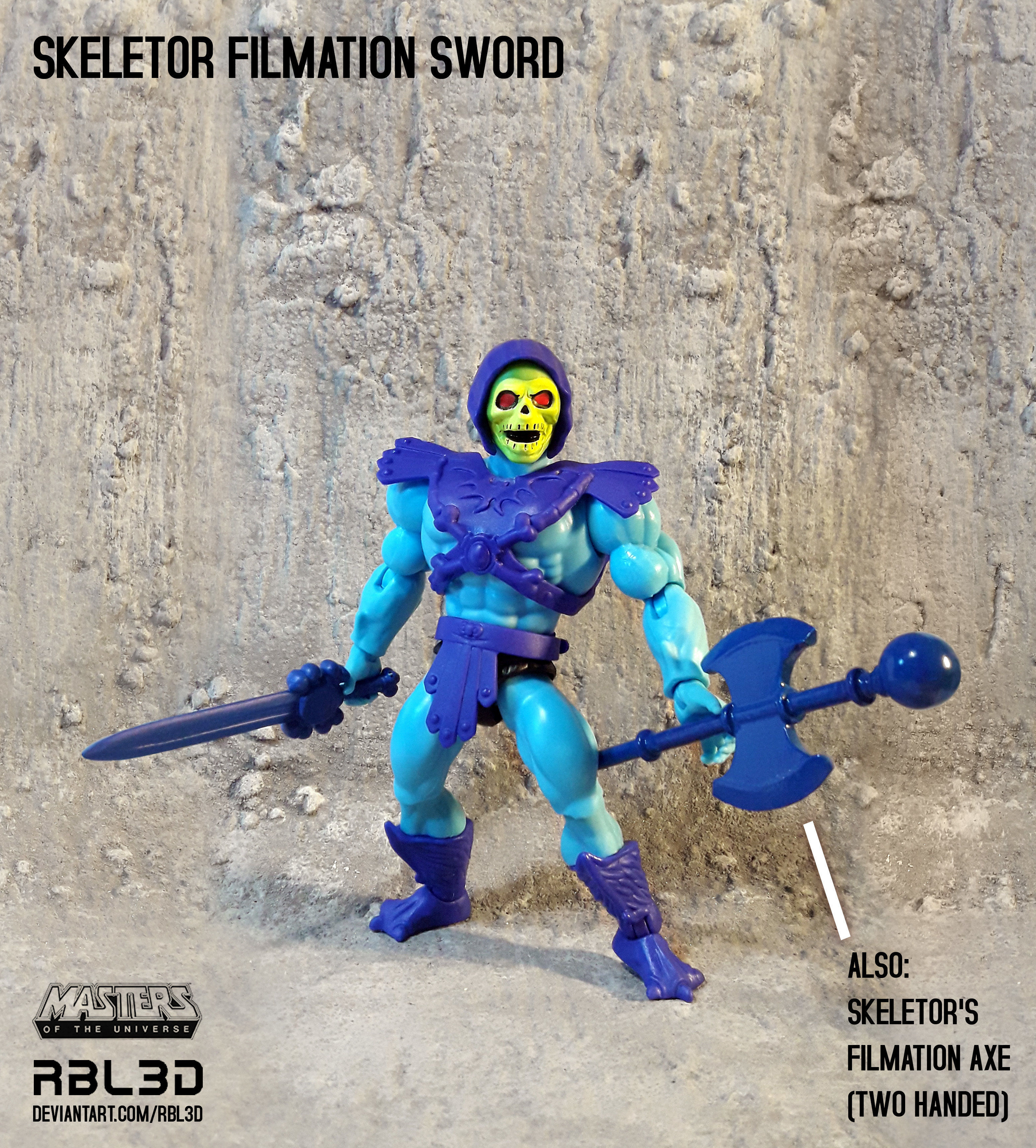 Skeletor Filmation Sword and Axe 3-pack vinatage-origins size 3D model ...