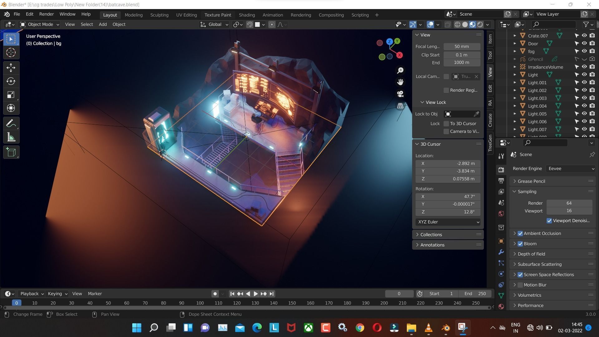 3D model batcave low poly model render in render VR / AR / low-poly ...