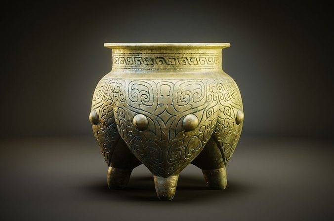 Taotie pattern quadruped vessel in ancient Chinese Shang Dynasty 3D ...