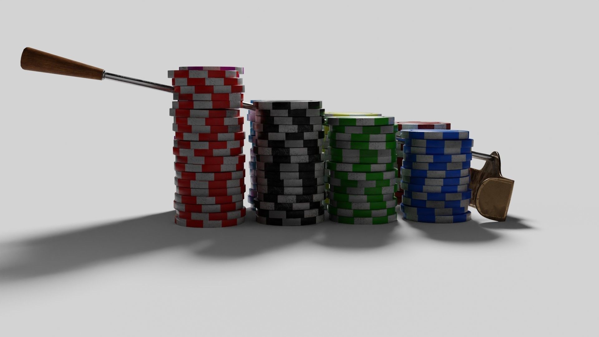 3D model roulette rake with 4k pbr textures with clean and dusty ...