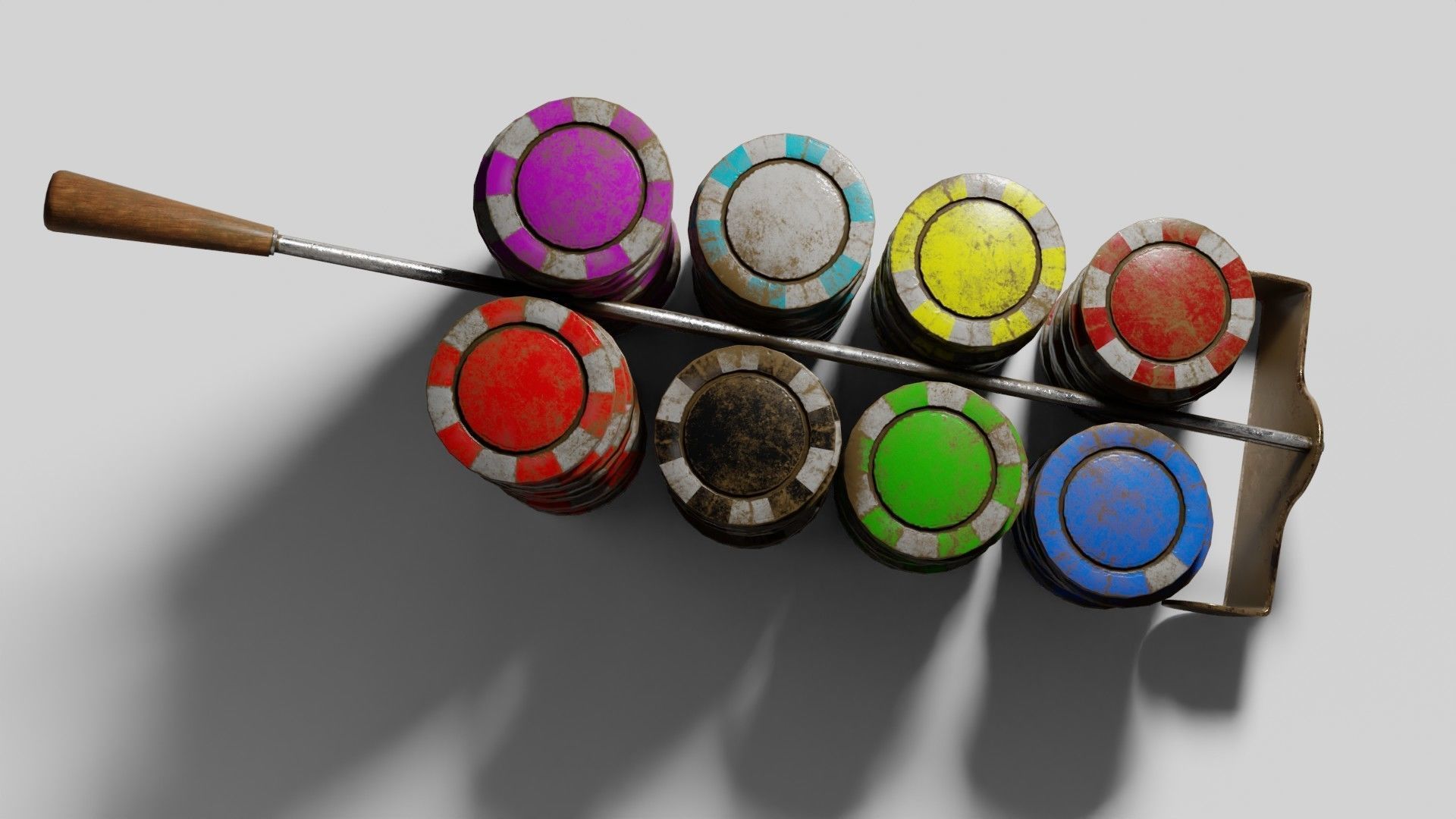 3D model roulette rake with 4k pbr textures with clean and dusty ...