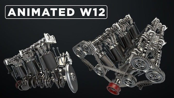 W12 Engine Working Animated 3D model animated rigged | CGTrader